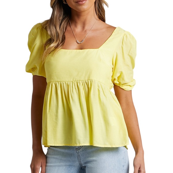 Showpo. | Tops | Nwt Showpo Orion Babydoll Cropped Puff Sleeve Top In ...